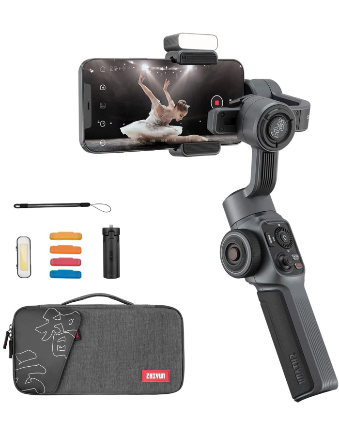 Zhiyun Smooth 5 Combo Gimbal Stabilizer, 3-Axis Handheld Smartphone Gimbal with Grip Tripod Vlog ...
